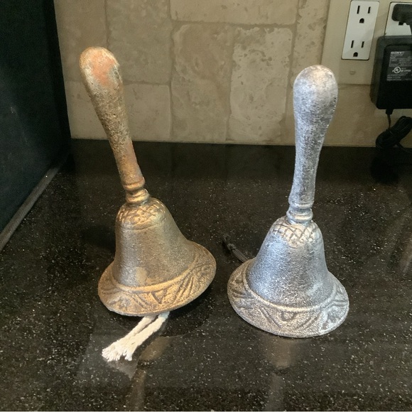 Art | New Rustic Cast Iron School House Hand Bell Pitted Antique Finish ...